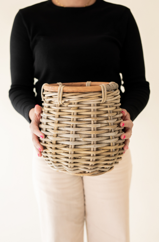 Rattan Round Storage Basket with Bamboo Edge | Basketly – Basketly